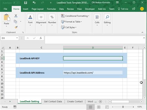excel tool for original api leaddesk developers
