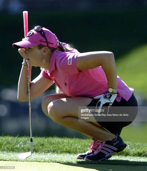 Paula Creamer Lines Up Her Chip Shot On The 18th Green During Second