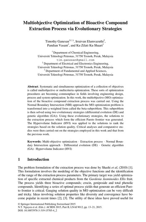 Pdf Multiobjective Optimization Of Bioactive Compound Extraction