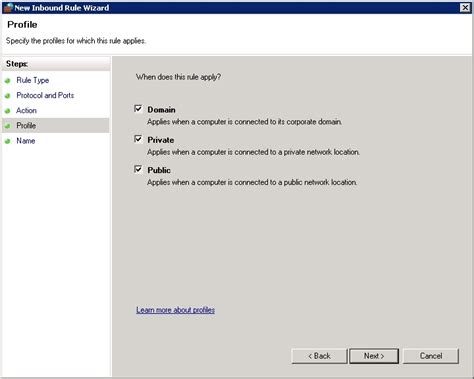 open a static port in the windows firewall for tcp access