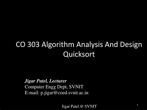 ppt co 303 algorithm analysis and design quicksort powerpoint