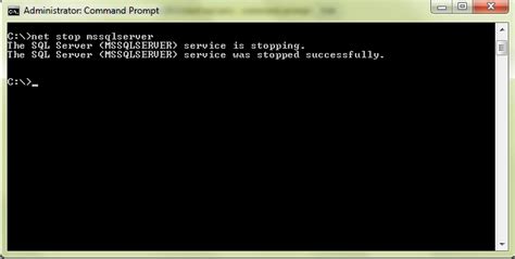 start stop restart sql server 2008 from command prompt