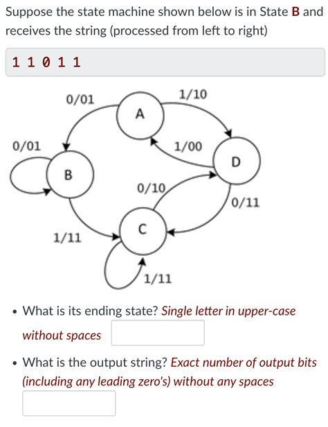 solved suppose the state machine shown below is in state b