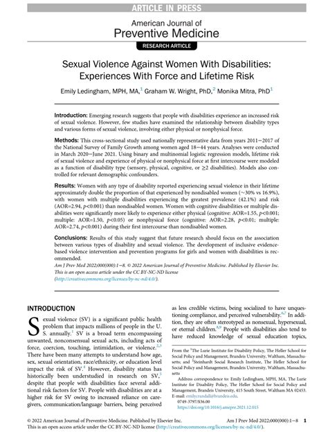 Pdf Sexual Violence Against Women With Disabilities Experiences With