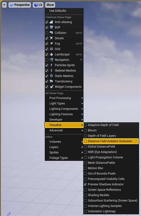 distance field ambient occlusion in unreal engine unreal engine 5 0