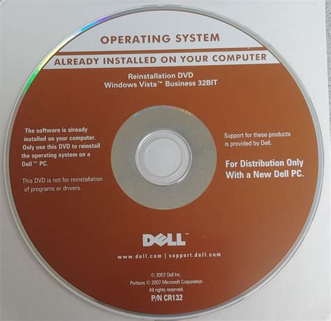 reinstallation dvd windows vista business 32 bit dell