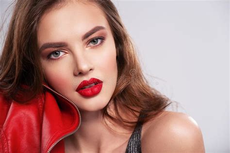 Portrait Of Beautiful Young Woman With Bright Makeup Beautiful