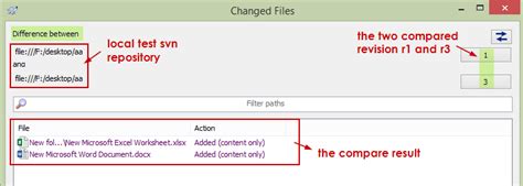 how to compare two svn revisions using tortoisesvn command line
