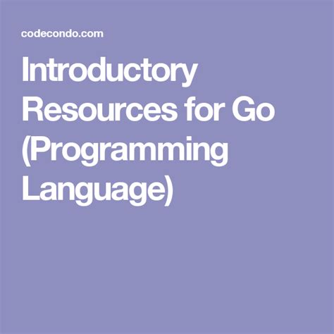 introductory resources for go programming language