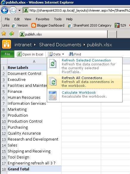 link to sharepoint sharepoint 2010 excel services and external data