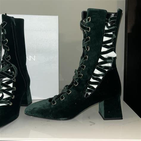 Zimmermann Shoes Zimmermann Green Velvet Lace Up Boots Sz 4 Poshmark