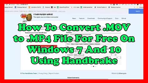 how to convert mov to mp4 file for free on windows 7 pc and 10 using