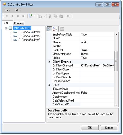c1combobox editor componentone combobox for asp web forms