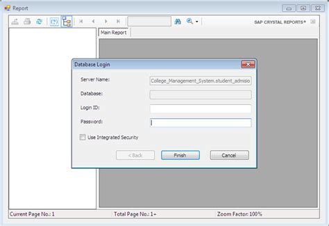 c crystal reports login error stack overflow