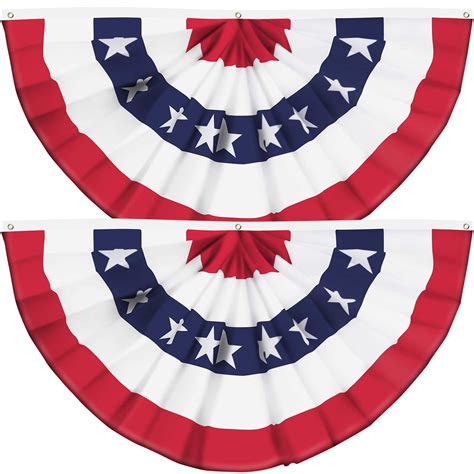 Nacams 2 Pieces Usa Pleated Fan Flag American Us Bunting Flag Patriotic
