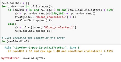 python error sintáctico al iterar una columna de una tabla de pandas