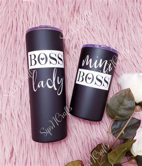 Mommy And Me Tumbler T Set Boss Lady And Mini Boss Etsy