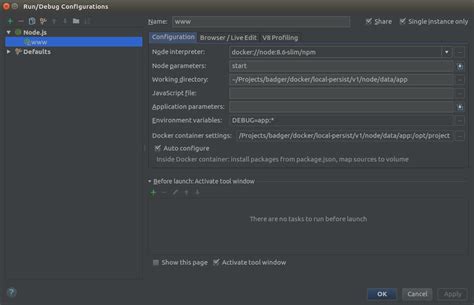 unable to make phpstorm work with node js and docker super user