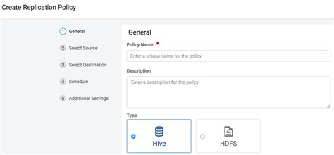 creating hive replication policy
