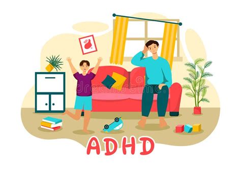 Adhd Or Attention Deficit Hyperactivity Disorder Vector Illustration