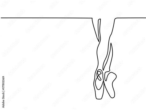 Continuous Line Art Drawing Legs Of Ballet Dancer Ballerina Vector