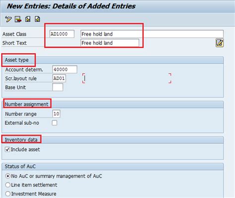 create new asset classes sap tutorial
