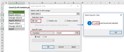 how to count if cell contains text or part of text in excel