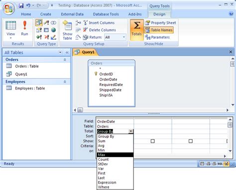 ms access 2007 query to retrieve max date