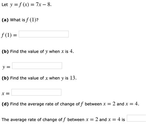 Solved Let Y F X 7x 8 A What Is F 1 F 1 B
