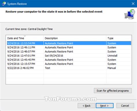 automatically create system restore point on schedule in