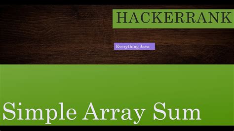 hackerrank simple array sum youtube