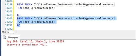 sql server generating scripts incorrect syntax near ‘go unix