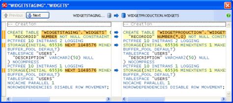 using the deployment wizard schema compare for oracle product