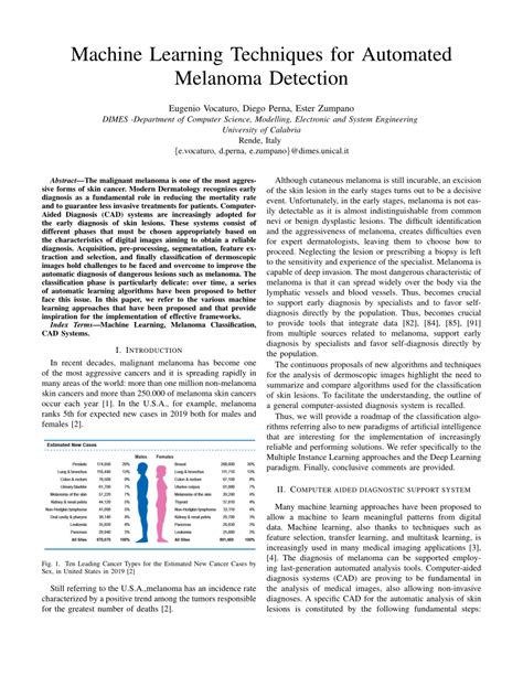 pdf machine learning techniques for automated melanoma detection