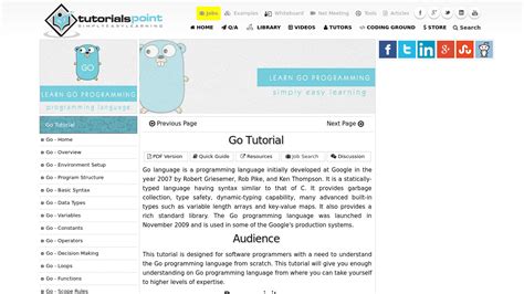 go tutorial for beginners tutorialspoint