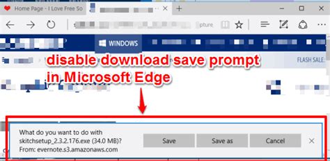 how to turn off download save prompt in microsoft edge