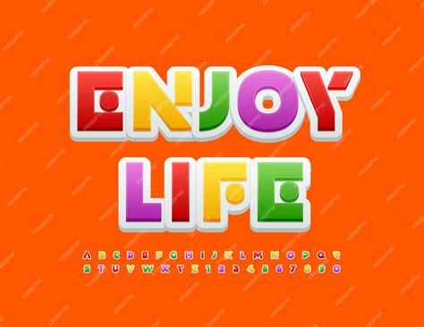 Tarjeta Feliz Vectorial Disfruta De La Vida Con Fuente única Colorida