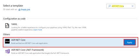 setting up an azure pipeline mvc core asp zero