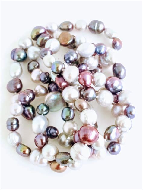 Genuine 36 Strand Multi Colored Cultured Pearl On 925 Silvernecklace Etsy