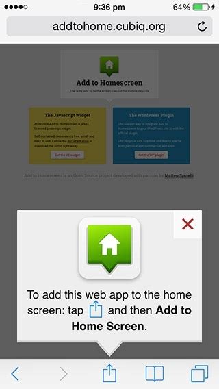 add to homescreen javascript and wordpress plugins idevie