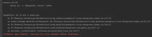 node js passport local mongoose cb is not a function stack overflow