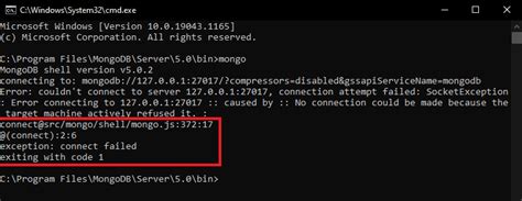 mongodb failed to connect