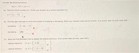 Solved Consider The Following Function R X −7x3 21x 2 A