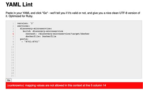docker compose file has yaml scanner scannererror gang of coders