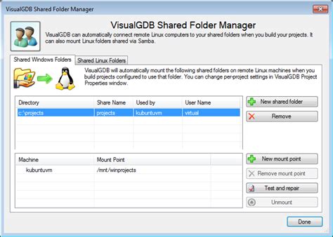 visualgdb smb mount manager