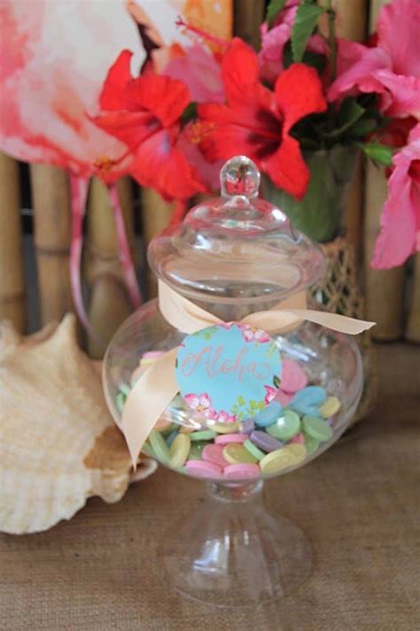 Candy Placed In An Apothecary Jar From A Tropical Hawaiian Birthday
