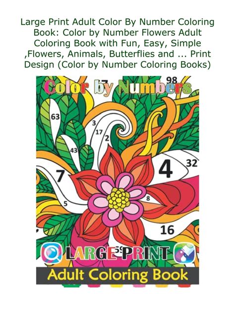 Pdf Download Large Print Adult Color By Number Coloring Book Color By