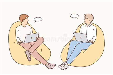 Happy Work Male Working Laptop Smiling Stock Illustrations 825 Happy