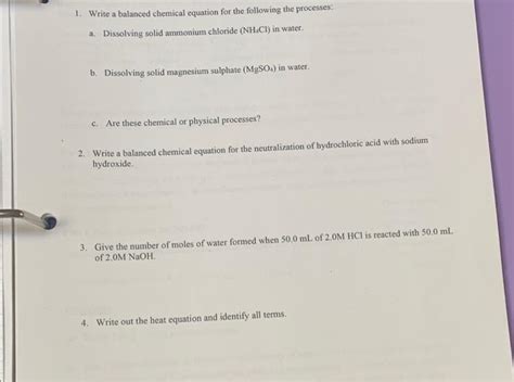 What Is The Balanced Chemical Equation For Dissolution Of Ammonium