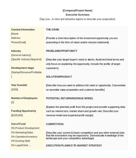 Executive Summary Word Template